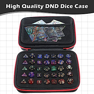 Aoriher Dice Case with Removable Slotted Tray for Dice Storage Game Dice Carrying Holder Compatible with Dnd Role Playing and Other Table Games, Holds up to 70 Dices/ 10 Sets(Red)