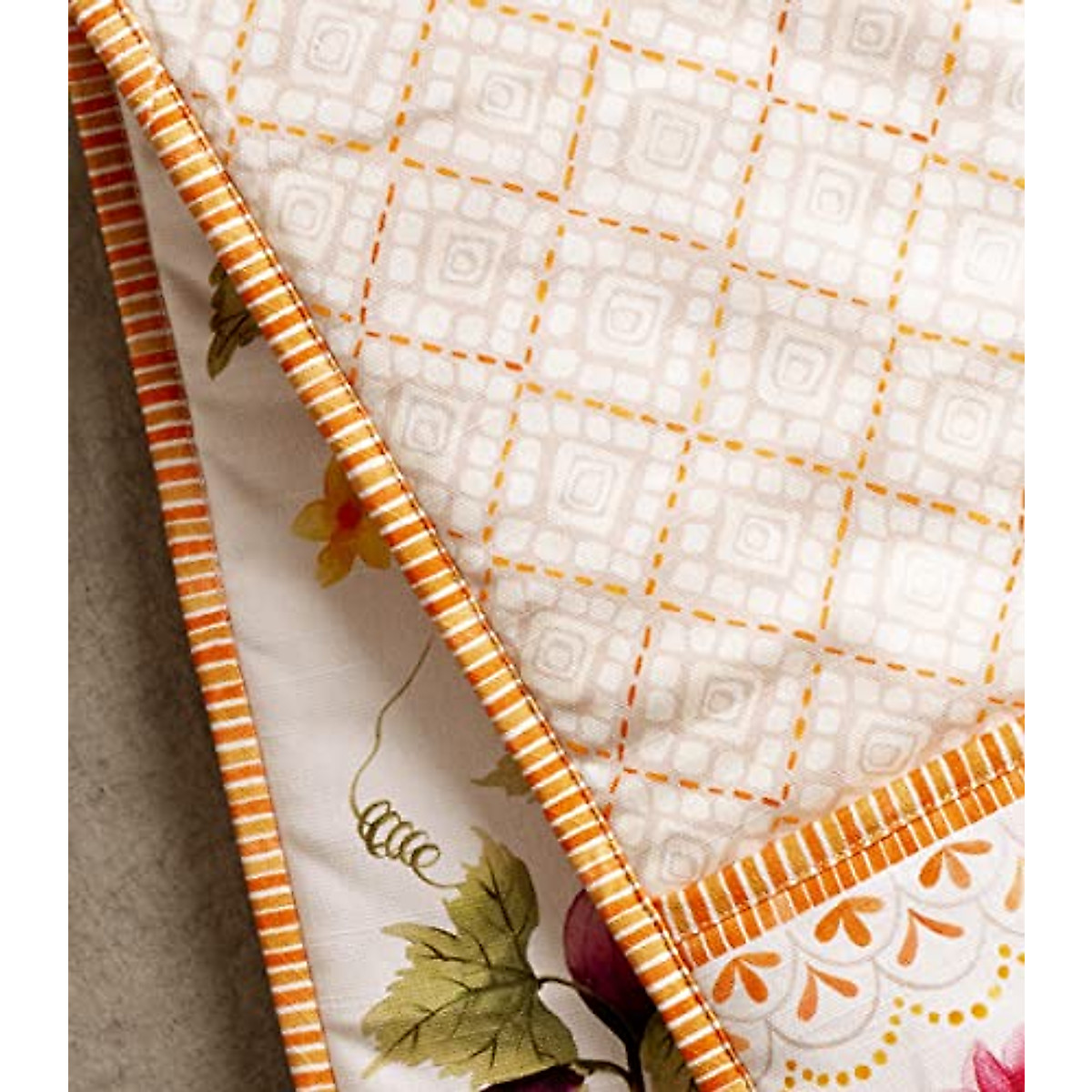 Maison d' Hermine Double Oven Gloves 7"x35", 100% Cotton Heat Resistant Oven Mitt Cooking Gloves with Loop, Handling Hot Pan, Pumpkin Garden - Cloudy Cream-Thanksgiving/Christmas