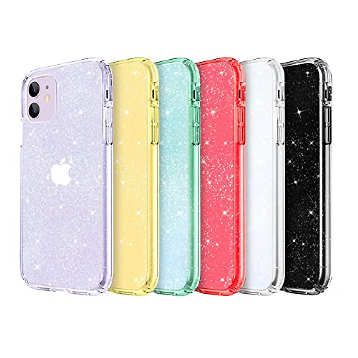 JJGoo Compatible with iPhone 11 Case, Clear Glitter Sparkle Bling Anti-Scratch Shockproof Protective Flexible Phone Cases Cute Slim Thin Bumper Cover for Women Girls (6.1 inch) 2019