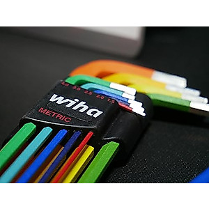 Wiha 9 Piece Ball End Color Coded Hex L-Key Set - Metric