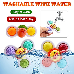 Suction Cup Spinner Toys for Baby, Pop it Fidget Toys for 1-3 Toddlers Gifts Spinning Top Sensory Toy Bath Toys Birthday Gifts for Boy Girl (3 Pcs)