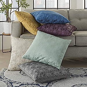 Mina Victory Life Styles Erased Velvet Beige 22" x 22" Throw Pillow