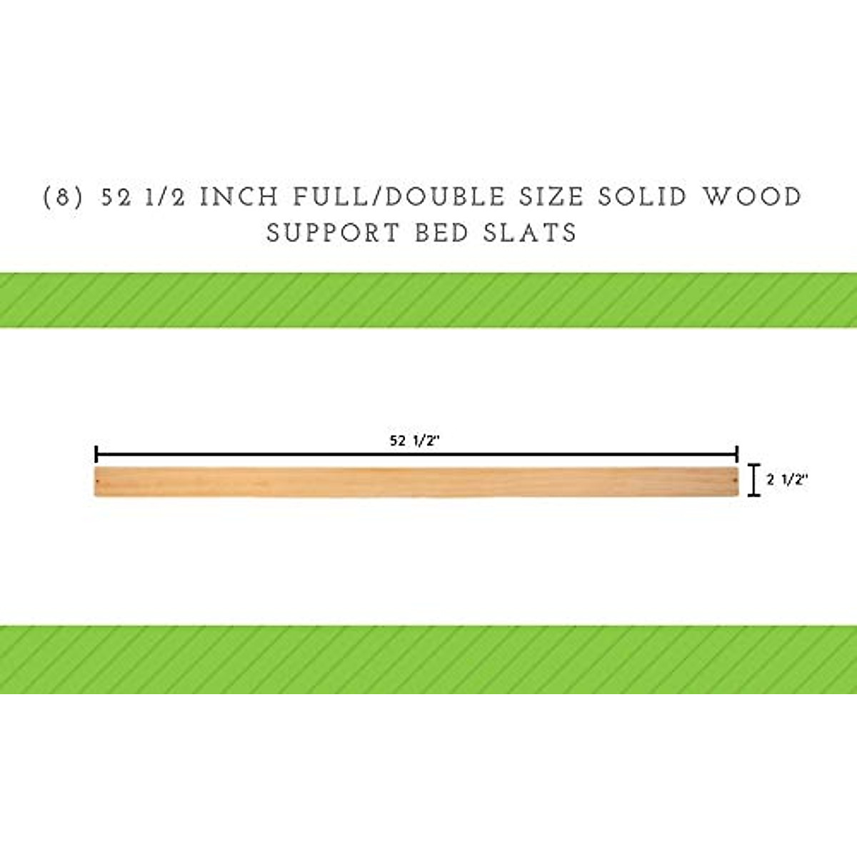 CC KITS Set of Eight (8) 52 1/2 Inch Full/Double Size Solid Wood Support Bed Slats｜Use Crib Conversion Kits｜Platform Frame for Mattress｜Bunkie Board, Box Spring or Foundation Replacement Option