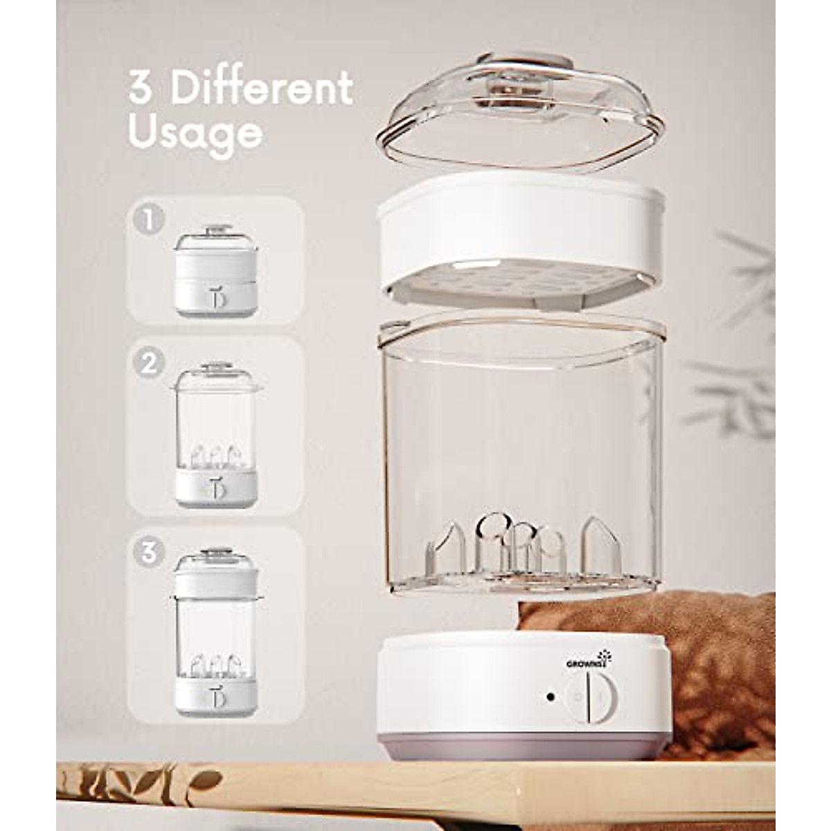 Bottle Sterilizer, Baby Bottle Steam Sterilizer, Electric Baby Bottle Sanitizer with Timer for Baby Bottles, Pacifiers, Pump Parts