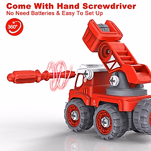 TOYABI Toys for 4-8 Year Olds 5-in-1 Fire Truck Transforming Robot Set - Take Apart Robot Firetruck STEM Toy for Boys and Girls - Ideal Christmas or Birthday Gift for Kids Ages 4 and Up