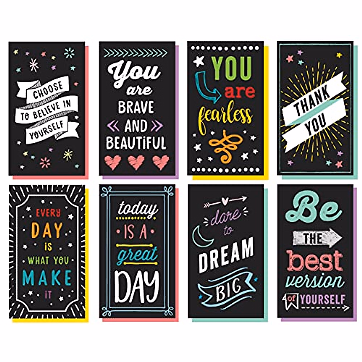 Iconikal Inspirational Motivating Thankful Mini Quote Cards, Blank Back, 200-Count