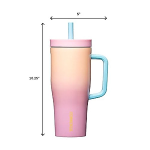 Corkcicle Cruiser Insulated Tumbler with Handle & Straw, Lover, 22 oz – 100% Leakproof Cupholder Friendly Water Bottle Keeps Drinks Cold 20hrs