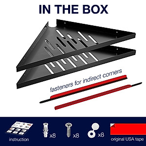 iReef way Floating Corner Shelves for Wall 2 Small Black Shelves for Wall Mounted No Drilling Easy to Install Corner Shelf for Bedrooms, Bathrooms, Kitchens, Living Rooms, Offices and Dorm Rooms