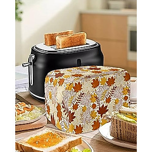 Toaster Dust Cover for Kitchen 2 Slice, Fall Thanksgiving Orange Maple Leaves Texture Bread Maker Cover Toasters Covers for Fingerprint Protector Washable Kitchen Small Appliance Cover (12x7.5x8in)