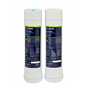 EcoPure ECOP20 Dual Stage Undersink Water Filtration System, 1 Count (Pack of 1), White