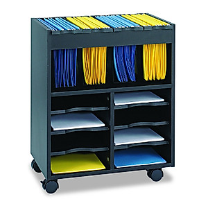Safco Go Cart Mobile Cart, Rolling File Organizer, Includes 4 Removable Plastic Tubs for Letter-Size Hanging Files & 6 Pullout Shelves