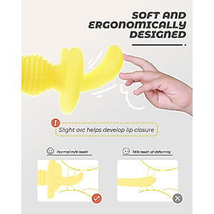 4 Pcs Baby Spoons Self Feeding 6 Months, Silicone Baby Spoons First Stage, Toddler Utensils for Baby Led Weaning with 2 Cases (Yellow, Green)