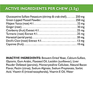 Only Natural Pet Easy Strider Hip and Joint Supplement, All Natural Holistic Glucosamine & Turmeric Formula for Dogs - Made in USA, 60 Soft Chews