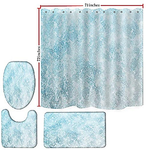 Shower Curtains with Bath Rugs Non-Slip Soft Toilet Lid Cover for Bathroom ,Waterproof Home Tub Curtains Sets with Memory Foam Rugs ,3D Print Durable Polyester Fabric Four-Piece