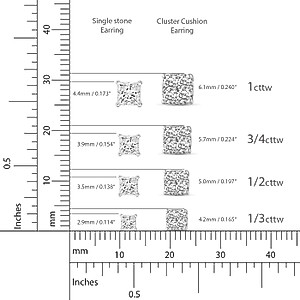 1.00Ct Cushion Natural Diamond Stud Earrings set in 925 Sterling Silver