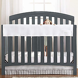 BreathableBaby Breathable Mesh Crib RailGuard Teething Cover — White — 51” Long Panel (1) — Fits Most Full-Size Cribs (Does Not Fit Mini Cribs) — Use with Coordinating Short Panels for Extra Coverage