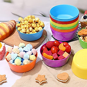 24 Pcs Kids Plastic Bowls Plastic 10 oz Cereal Bowls Snack Bowls Kids Bowls Microwave Dishwasher Safe Toddler Bowls Colorful Snack Bowls Small Children Bowl Salad Dessert Soup Bowls, 6 Colors