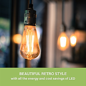 Sigalux ST19 Dimmable LED Filament Edison Light Bulbs, 60W Equivalent, 9W, Warm White, 6 Pack, CRI90, 700LM, Antique Amber Glass, E26, UL Listed