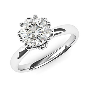 10k White Gold Romantic Flower Style 6-Prong Set 2.0 CT Genuine Moissanite Engagement Ring (9)