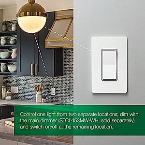 Lutron Sunnata Touch Dimmer Switch with Wallplate with LED+ Advanced Technology, for LED and Incandescent, 3 Way/Multi Location, STCL-153MW-WH, White