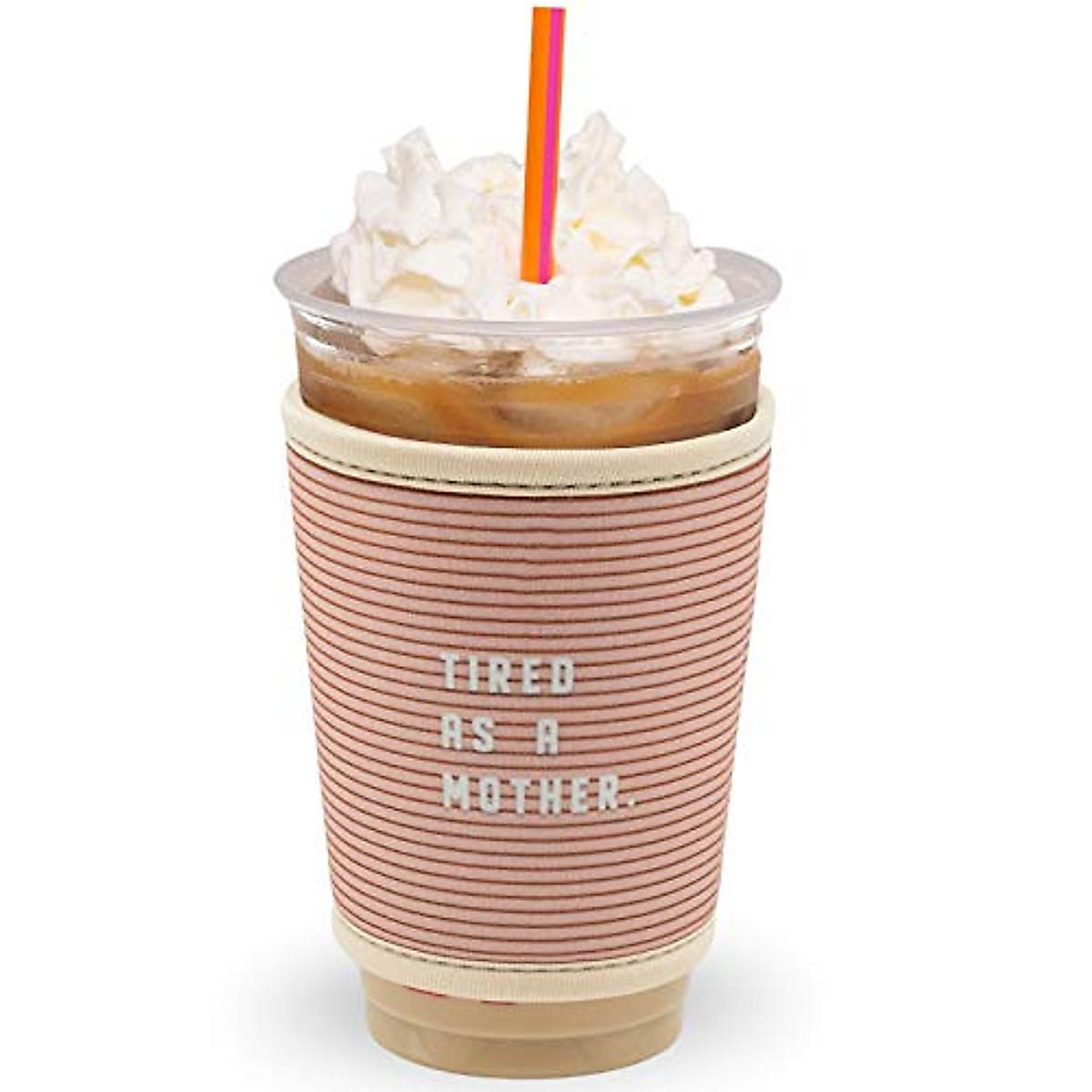 GoCuff Hot And Iced Coffee Cup Reusable Sleeves Neoprene Insulator with Handle for Cold And Hot Beverage Coozies For Soda, Latte, Tea Coffee Cups – Tired As Mother 2.0 (Medium)