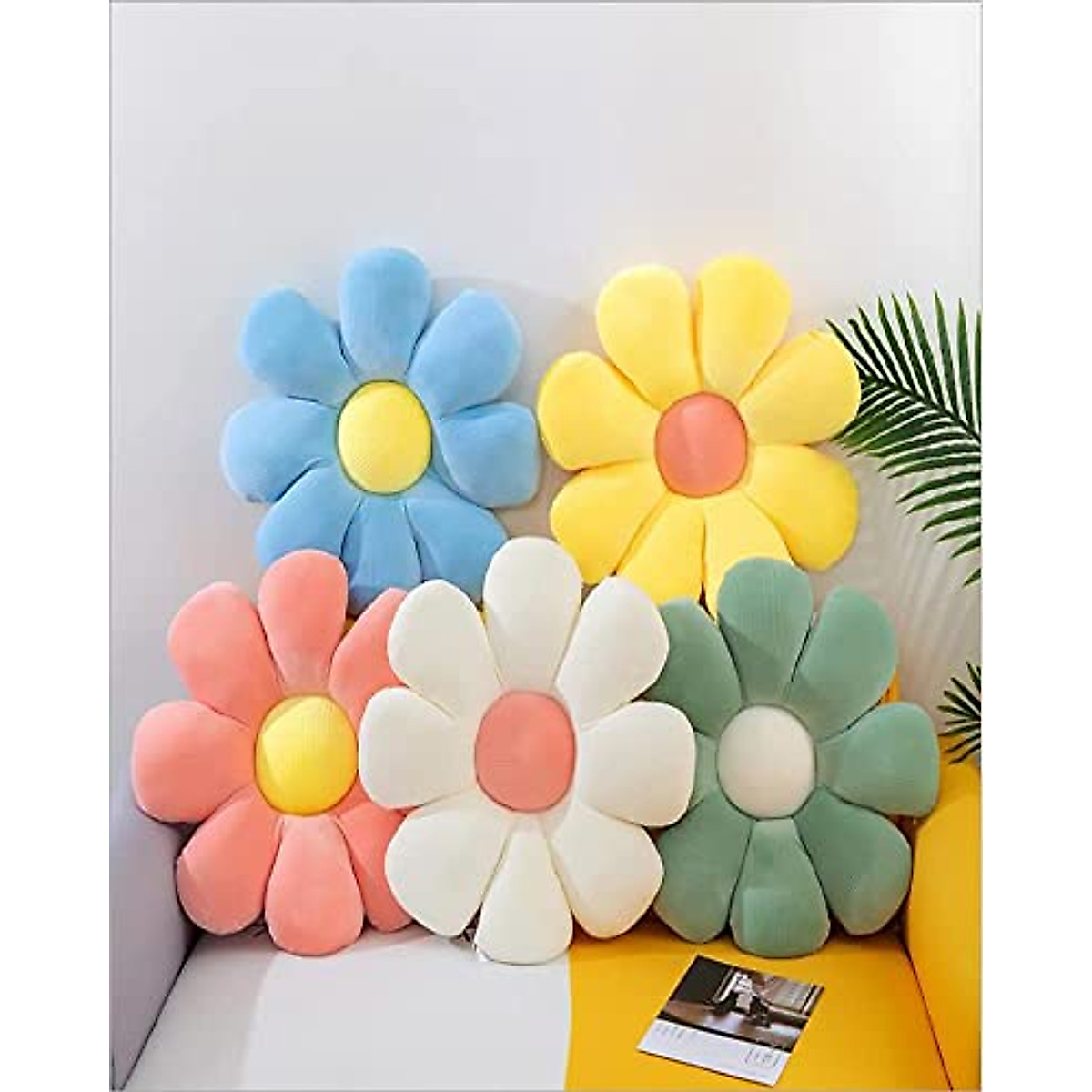 Suriana Flower-Shaped Floor Pillow Chair Back Cushion Office Sedentary Tatami Car Butt Cushion Yellow 40CM