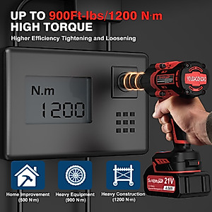 SundpeyPRO Cordless Impact Wrench 900Ft-lbs(1200N·m) - 21V 1/2" Brushless Power Impact Driver with 2 * 4.0Ah Batteries - 3200RPM High Torque Electric Impact Gun with Sockets & Fast Charger & Case