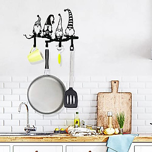 Gnome Gift Metal Key Holder for Wall Decorative, Gnome Key Rack Hanger Wall Mounted with 4 Hooks, Cute Gnome Décor for Entryway Key Cabinet Indoor Children Room