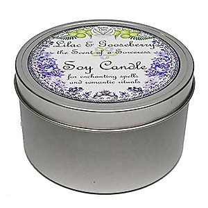 Lilac and Gooseberry Scented Large Soy Candle Tin | 14 ounces Hand Poured | Clean Burning Soy Wax | Yennefer Scent of a Sorceress by Bella Des Natural Beauty