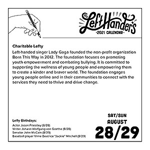 The Left-Hander's 2021 Day-to-Day Calendar