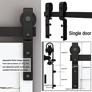 BONIKLUBA 40" Bi-Folding Sliding Barn Door Hardware Track Kit,Smoothly&Quietly,Side Mounted Black Roller,Easy Install,Door Not Included [Fit Double 18" Bifold Doors]