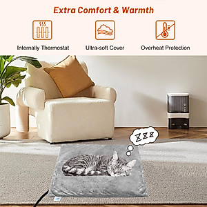 Heated Cat Bed for Indoor Cats, Electric Pet Heating Pad for Dogs Cats with Timer, 9 Level Temperature Cat Heating Pad Waterproof Heated Mat for Puppy Dog Cat (18" X 18")