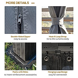 Outsunny 10' x 12' Hardtop Gazebo Canopy with Galvanized Steel Double Roof, Aluminum Frame, Permanent Pavilion Outdoor Gazebo with Netting and Curtains for Patio, Garden, Backyard, Deck, Lawn, Gray