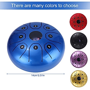 summina 5.5 Inches Mini Steel Tongue Drum 8 Notes C-Key Handpan Drum Steel Pocket Drum Percussion Instrument with Mallets Carry Bag for Meditation Yoga Zazen Musical Education