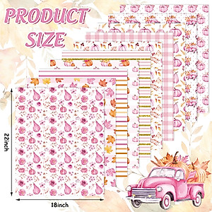 JarThenaAMCS 10Pcs Fall Cotton Fabric Bundles Pink Pumpkin Maple Leaf Truck Fat Quarters Autumn Thanksgiving Quilting Patchwork for DIY Craft Home Party Decor, 18 x 22 Inch