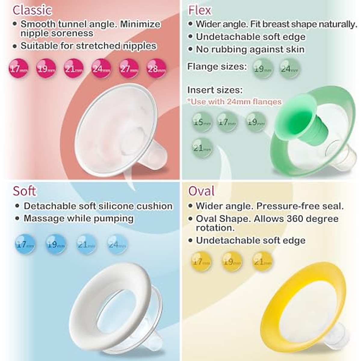 Nenesupply 17mm Flange Compatible with Medela Breast Pump Parts Replacement 17mm Flange for Medela Accessories Compatible with Pump in Style Parts Symphony Swing Harmony Work with Personalfit Flex