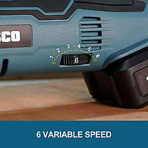 WESCO 20V Cordless Oscillating Tool Kit, 2.0Ah Oscillating Multi-Tool, 3° Oscillation Angle, 6 Variable Speed 5000~20000 OPM, 16pcs Universal Accessories Kit for Sanding Cutting