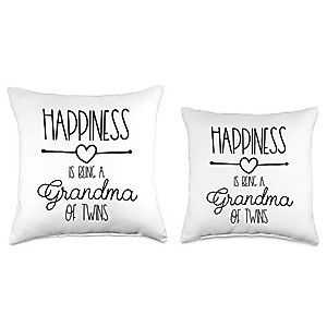 Twin Grandma Gifts For Women Co Happiness is Being A Grandma of Twins Pregnancy Announcement Throw Pillow, 16x16, Multicolor