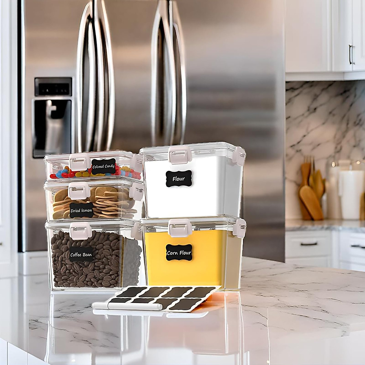 APLOP Airtight Food Storage, 5 Piece Set, Coffee Containers, Space Saving