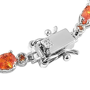 Shop LC Orange Cubic Zirconia Tennis Bracelet for Women Platinum Plated Size 7.25" Ct 6.5 Birthday Gifts for Women