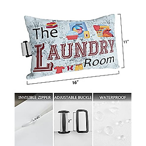 Recliner Head Pillow Ledge Loungers Chair Pillows with Insert The Machine Laundry Room Blue Vintage Lumbar Pillow with Adjustable Strap Outdoor Waterproof Patio Pillows for Beach Pool, 2 PCS