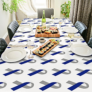 Buryeah 3 Pcs Diabetes Awareness Tablecloth Type 1 Diabetes Accessories Blue and Gray Ribbon Rectangle Disposable Plastic Table Covers Diabetes Awareness Month Decoration for Home Community Events