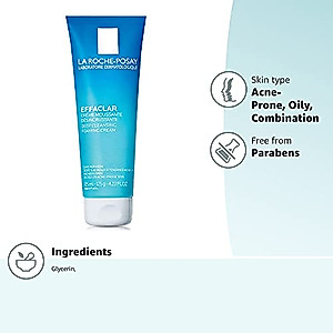 La Roche-Posay Effaclar Deep Cleansing Foaming Facial Cleanser, Cream Cleanser for Sensitive Skin, Daily Face Wash for Oily Skin and Acne Prone Skin to Minimize Look of Pores