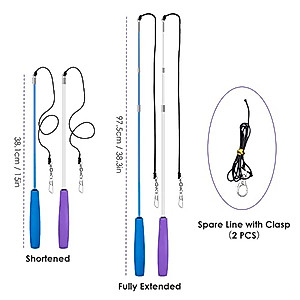 Oziral Cat Feather Toys 18 Pack Interactive Cat Toys Include 2PCS Retractable Cat Wand Toys Cat Rainbow Wand and 10PCS Assorted Cat Teaser Refills with Bell for Indoor Cats Kitten