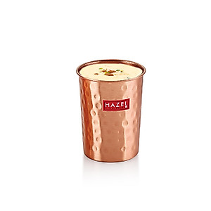 HAZEL Hammered Finish Copper Glasses Amrapali Tumbler Set of 5, 300 ML