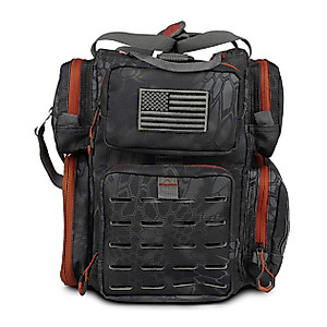 Ego Kryptek Tackle Box, Fishing Pack with 4 Accessory Trays, Water Resistant PVC, Multiple Storage Pockets, Tool Bag, G-Hook Closure System