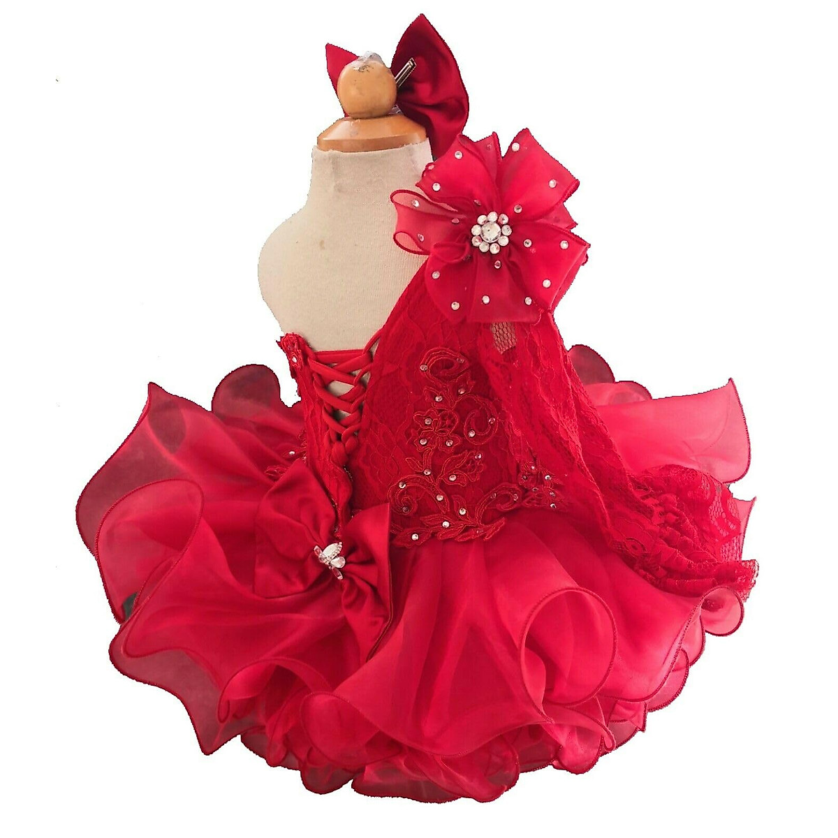 Jenniferwu G086 Infant Toddler Baby Newborn Little Girl's Pageant Party Birthday Dress RED Size 3T