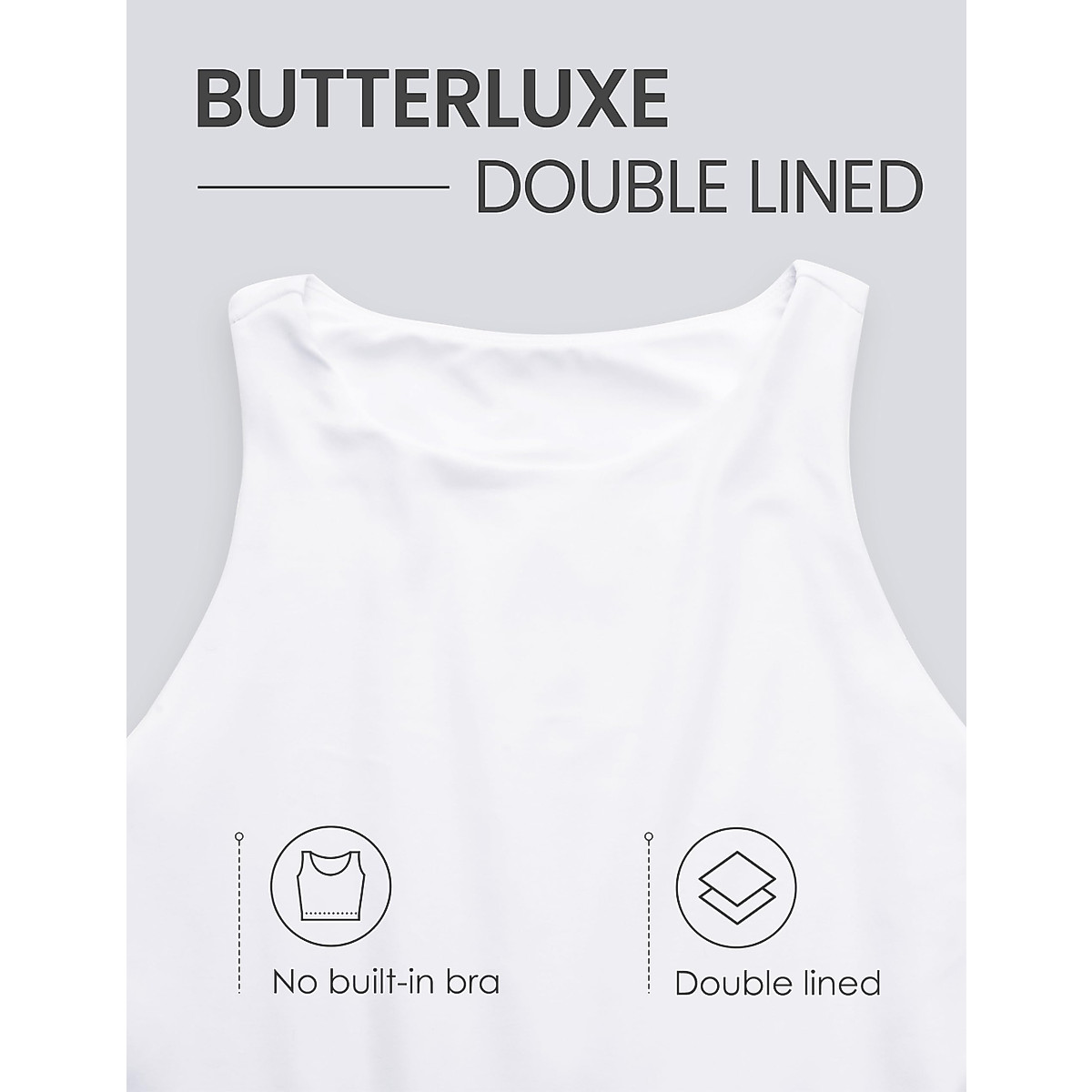 CRZ YOGA Womens Butterluxe Double Lined Cropped Tank Tops High Neck Racerback Tanks Sleeveless Casual Workout Crop Top White Small