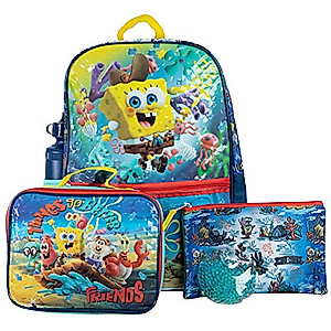 Spongebob Squarepants Kids Cartoon Movie 4-Piece Backpack accessories Set for boys
