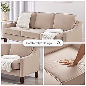 Miscoos Modern Velvet Accent Armchair-Single Sofa Chair with Wooden Legs and Scooped Armrests,Small Reading Sofa Chair Set,Upholstered Comfy Chair for Living Room, Bedroom, Office